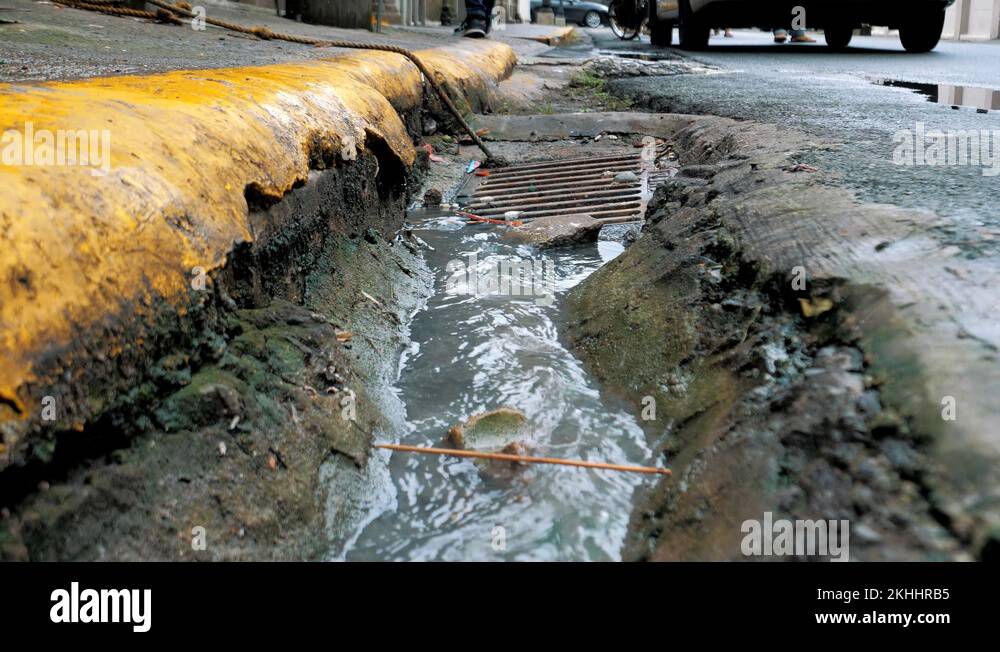 Dirty water flowing into a storm water sewer system. Pollution goes to ...