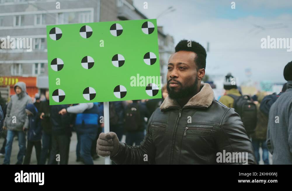 Blank poster for political protest. Track tracking green screen ...