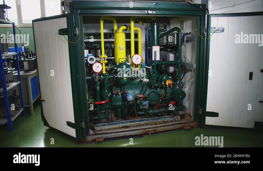 motion to modern compressor with pressure meters at plant Stock Video ...