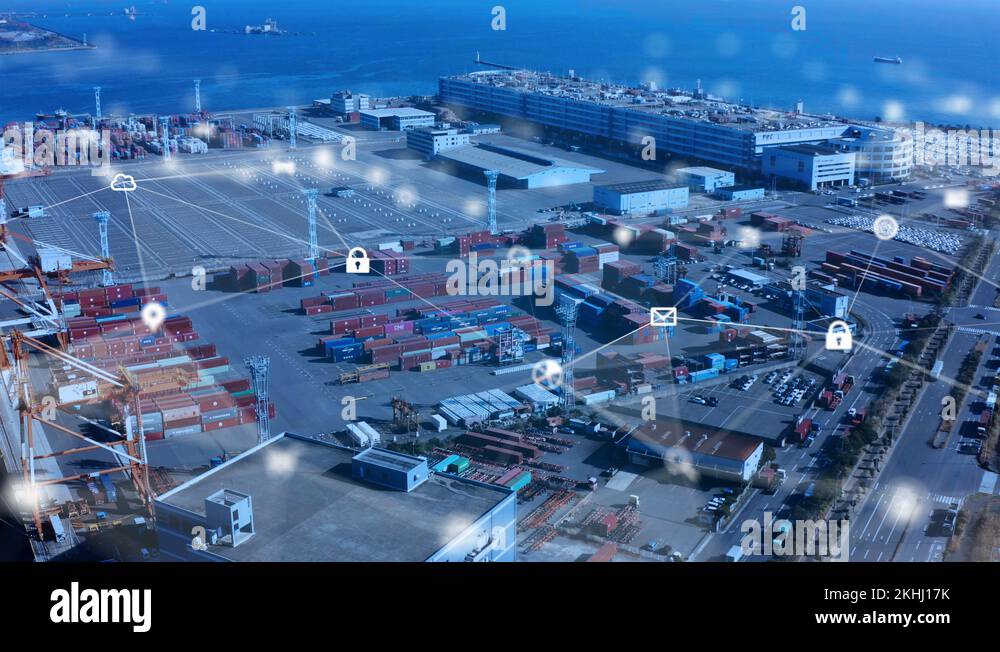 Technology of logistics concept. Communication network. INDUSTRY 4.0 ...