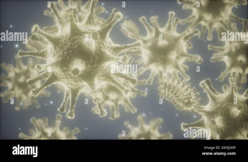 Bacteria virus or germs microorganism cells under microscope with depth ...