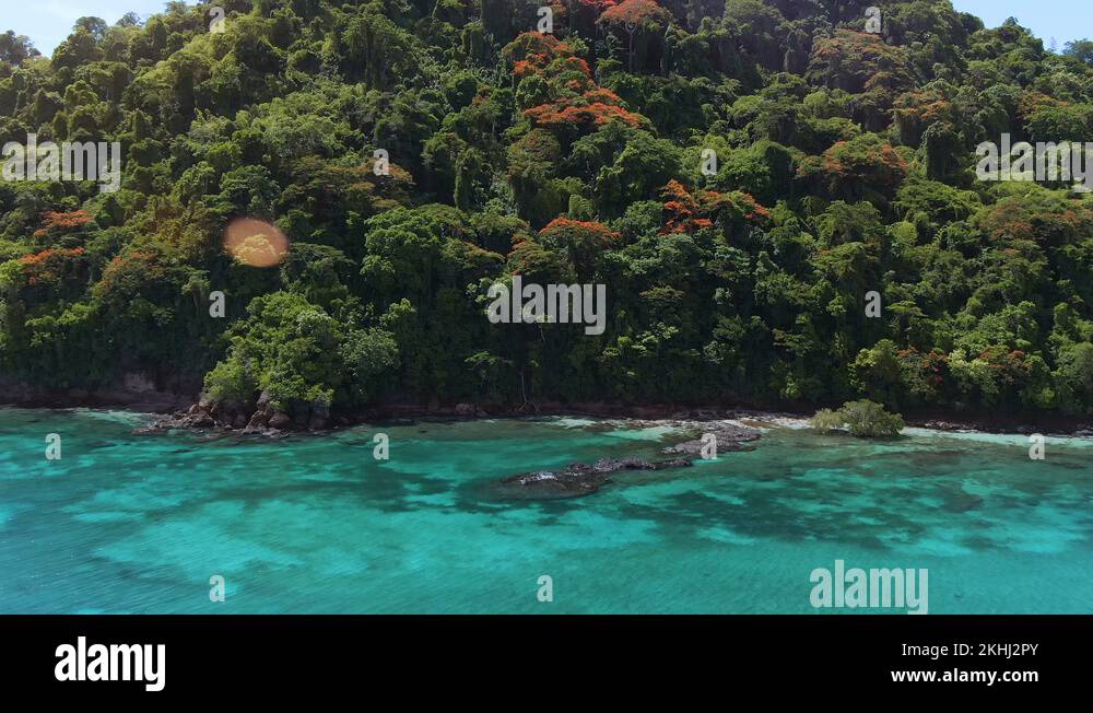 An aerial approach of Nosy Sakatia in Beautiful Madagascar near Nosy Be ...