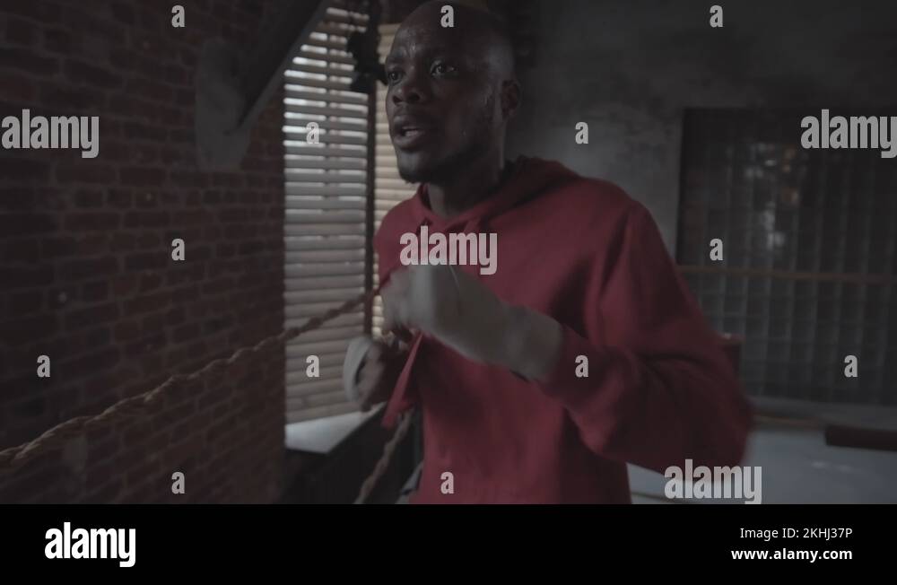 Young Black Man Shadow Boxing and Posing at Fight Club Stock Video Footage - Alamy