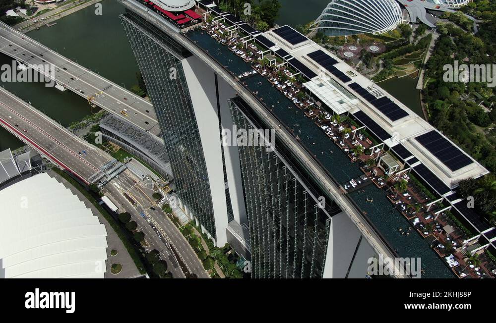 Marina Bay Singapore Drone Stock Video Footage Alamy