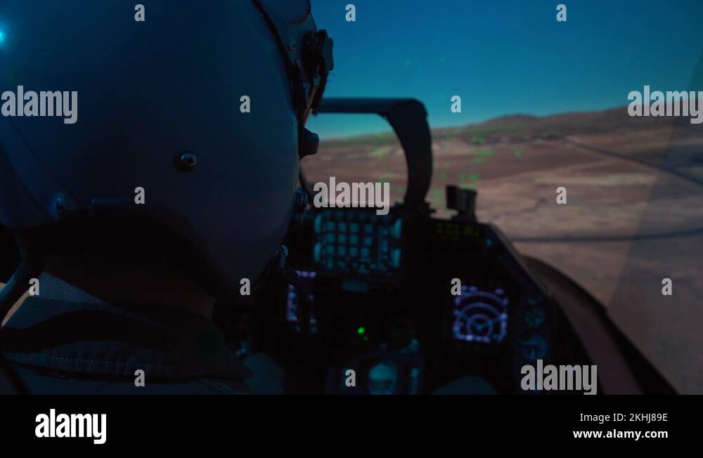 U.S. Air Force pilot flying F-16 flight simulator during training Stock ...
