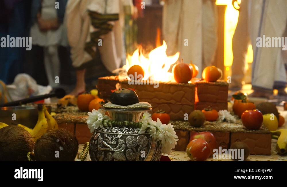The rite of glorification of Lord Krishna in a private indian home ...