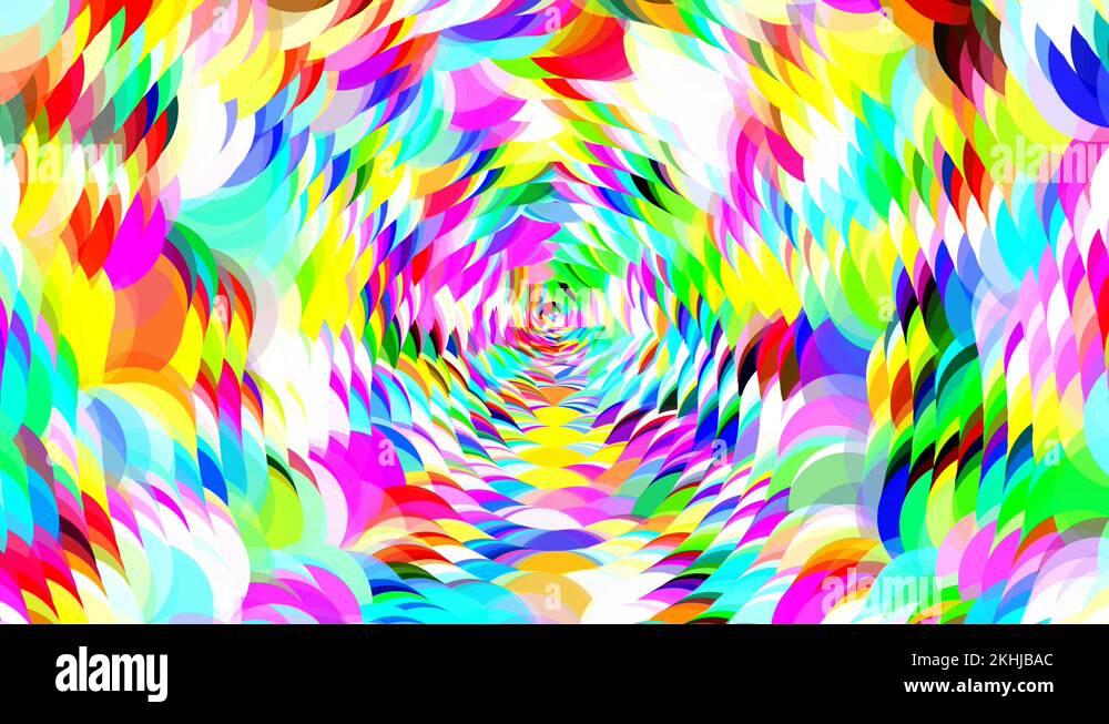 Animated circles in all colors form an endless tunnel. The circles ...