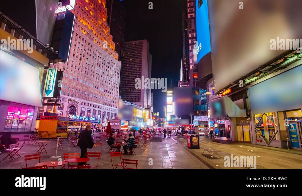 Time lapse in Times Square in Manhattan New York city at night Stock ...
