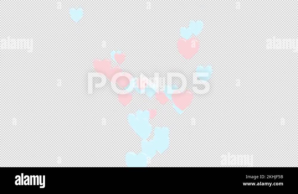 Flying hearts on a transparent background. 2d illustrated animation ...