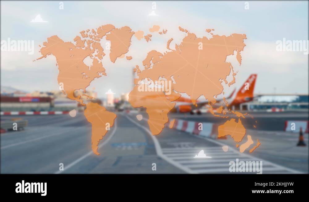 3d animation motion design Airplanes flying according to routes around ...