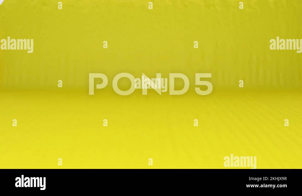 Animated top view of great amount of splashing yellow paint filling ...