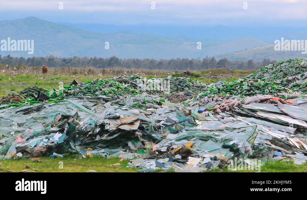 Landfill, dump environment. Full of garbage and plastic waste in ...