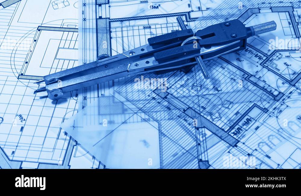 Architectural plan of a modern house - Blueprints Stock Video Footage ...