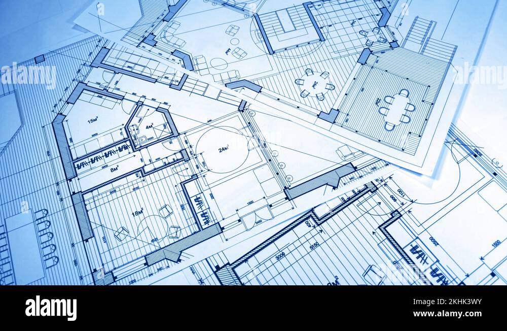 Architectural plan of a modern house - Blueprints Stock Video Footage ...