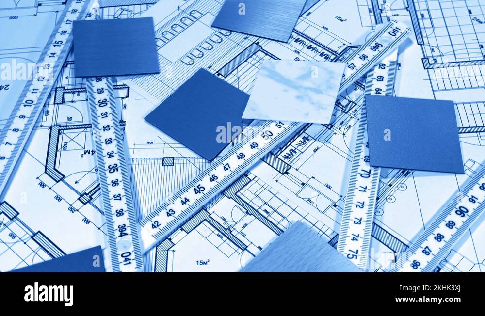 Architectural plan of a modern house - Blueprints Stock Video Footage ...