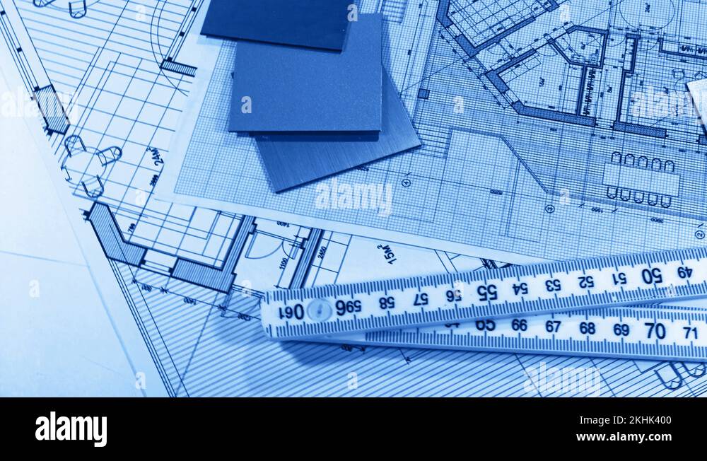 Architectural plan of a modern house - Blueprints Stock Video Footage ...