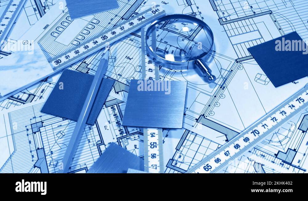 Architectural plan of a modern house - Blueprints Stock Video Footage ...