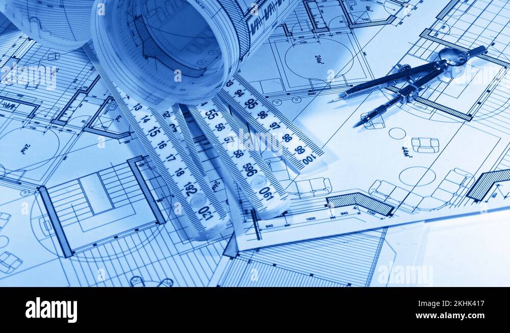 Architectural plan of a modern house - Blueprints Stock Video Footage ...