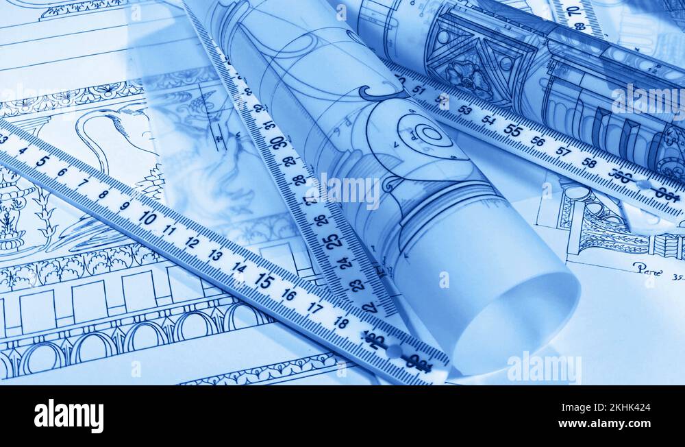 blueprints - drawings of antique architecture Stock Video Footage - Alamy