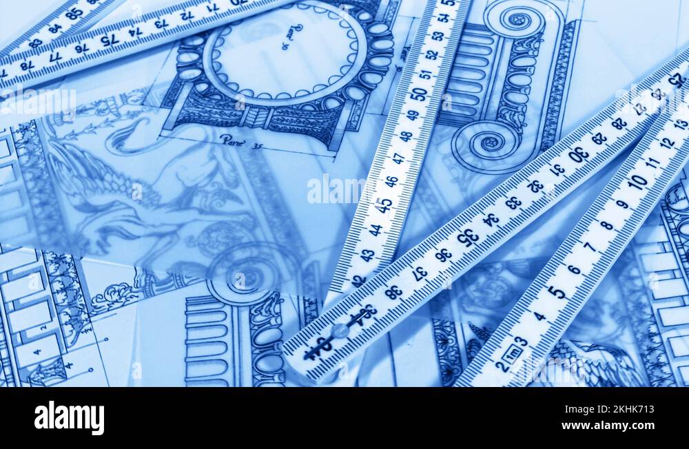 blueprints - drawings of antique architecture Stock Video Footage - Alamy