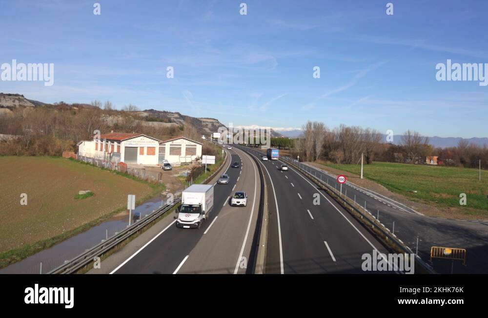 Tona, Catalonia, Spain - December 2019: Autovia C 17 as it passes ...