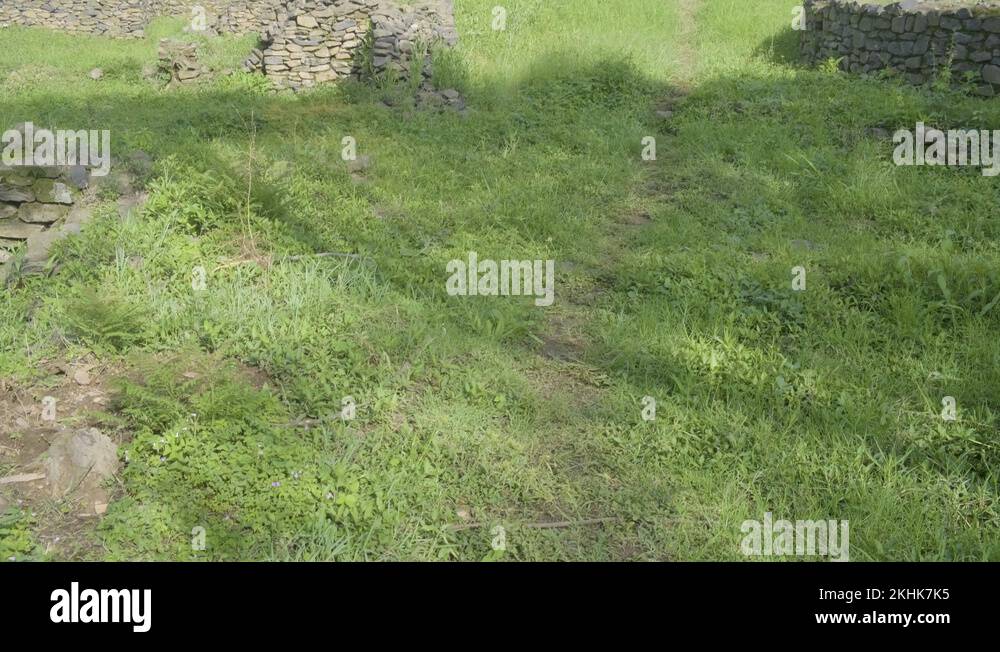 Tilt Up Reveal Fasilides Castle East Facade in Fasil Ghebbi Gondar ...