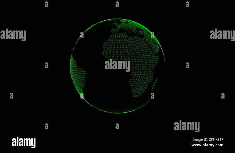 Rotating world globe from particles. HUD. Digital planet Earth. World ...