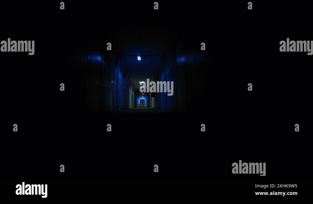 Scary Hospital or Laboratory Corridor Horror Thriller Scene POV Stock ...