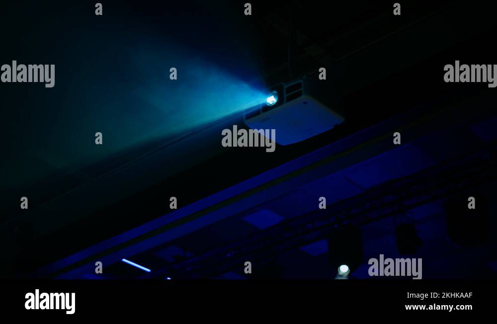 Working Projector Showing Film in Movie Theater. Modern 8K Laser ...