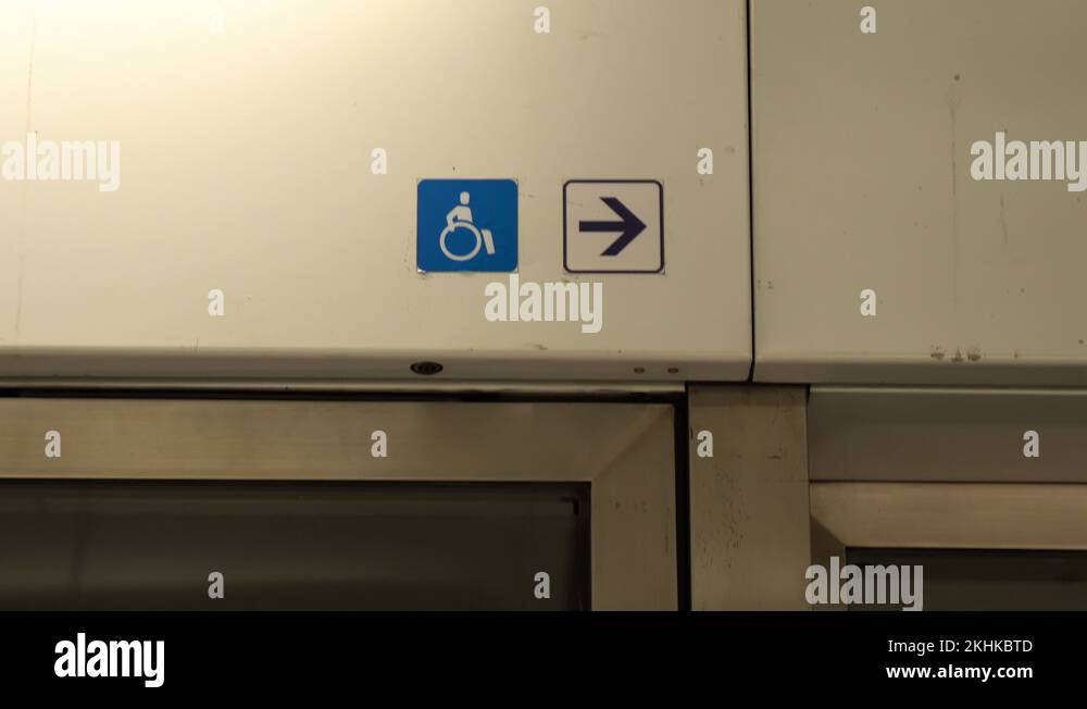 Disabled sign, blue pictogram with man on wheelchair is a handicap ...