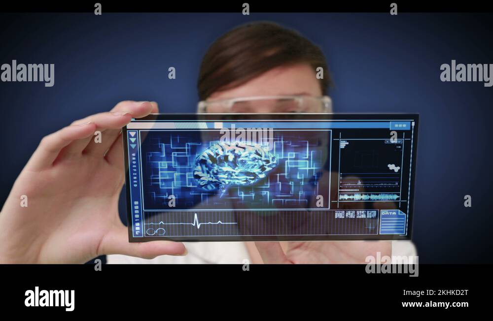 Scientist scrolling through videos of human body interior Stock Video ...