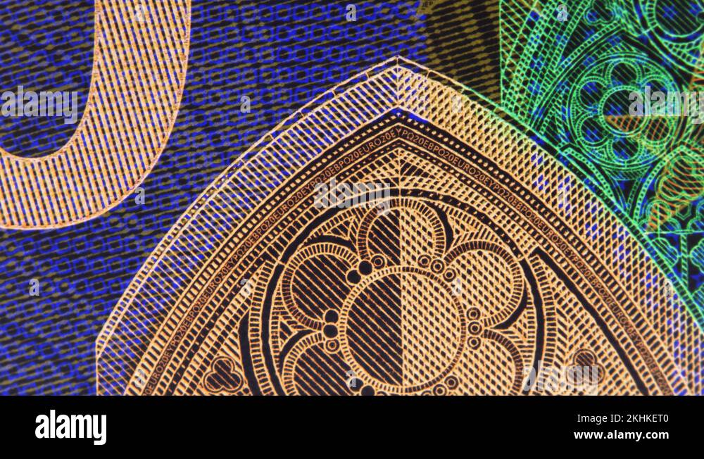 Close view of a part of banknotes, sequence of macro images. Partial ...