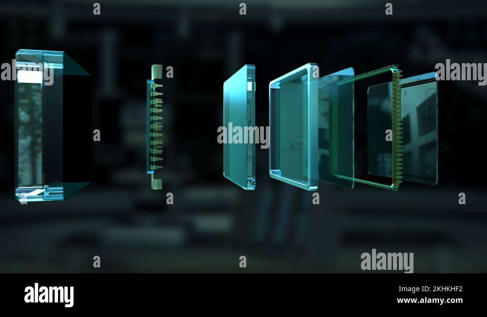 Semiconductor components combine to create an AI CPU, X-ray image, 4K ...