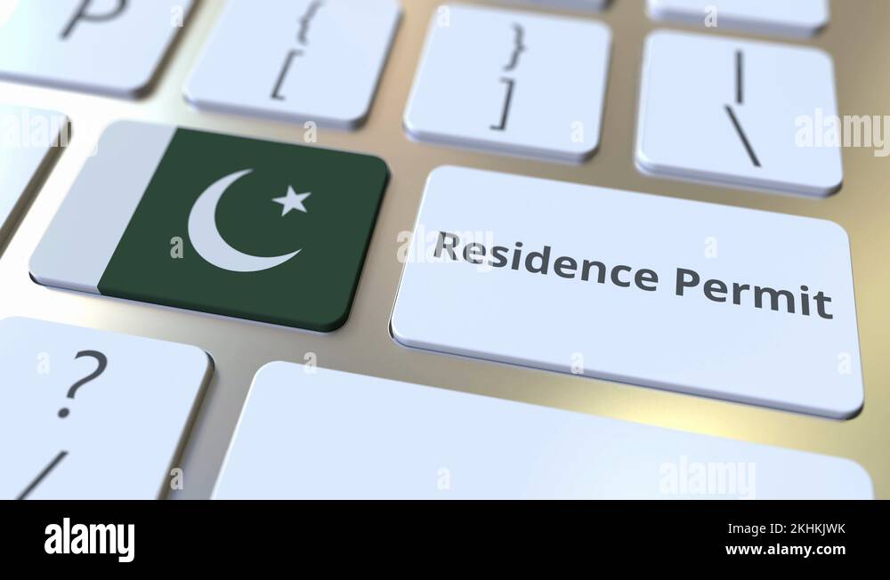 Residence Permit text and flag of Pakistan on the buttons on the ...