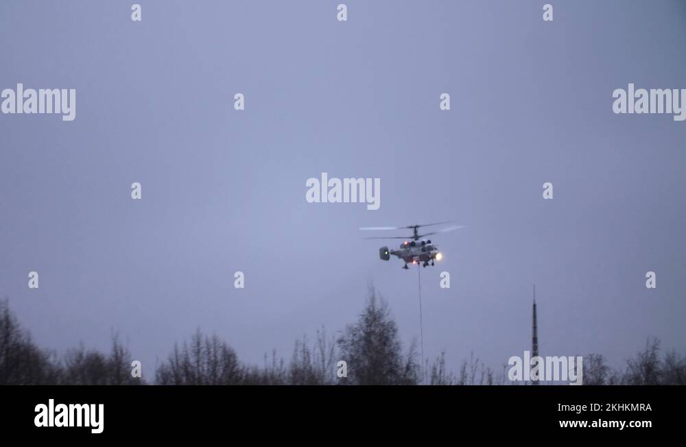 firefighting helicopter with a full tank of water Stock Video Footage ...