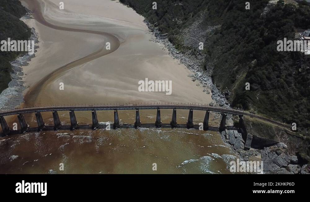 4K aerial video of Kaaimans River Railway Bridge, South Africa Stock ...
