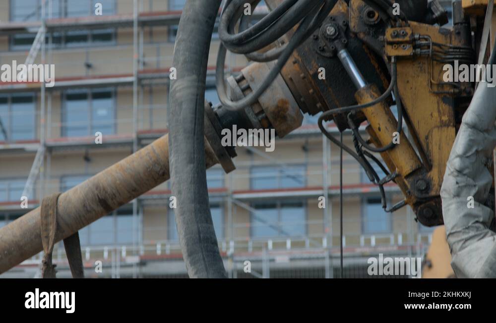 Hydraulic drill rig truck drilling borehole on construction site Stock ...