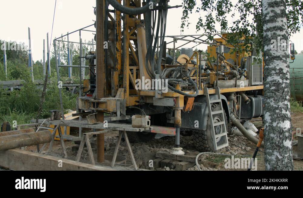 Drill rig truck drilling drinking water borehole Stock Video Footage ...