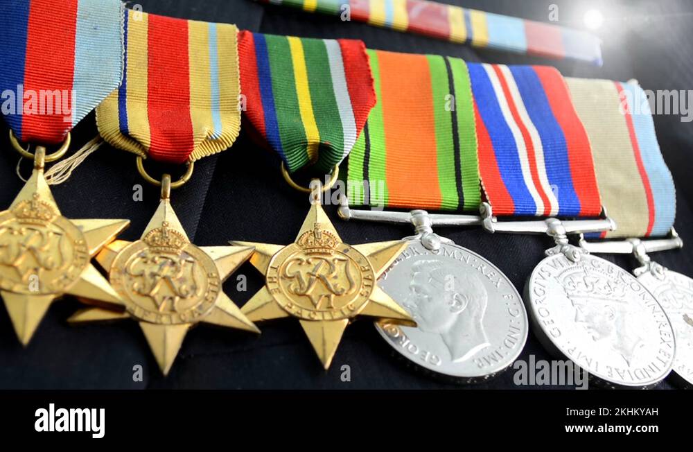 Australian Army WWII medals pinned to black suit jacket Stock Video ...