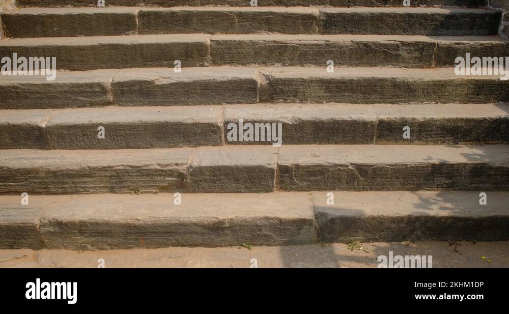 Steps to Devi Temple inside historic Indian Kumbhalgarh fort. Belongs ...