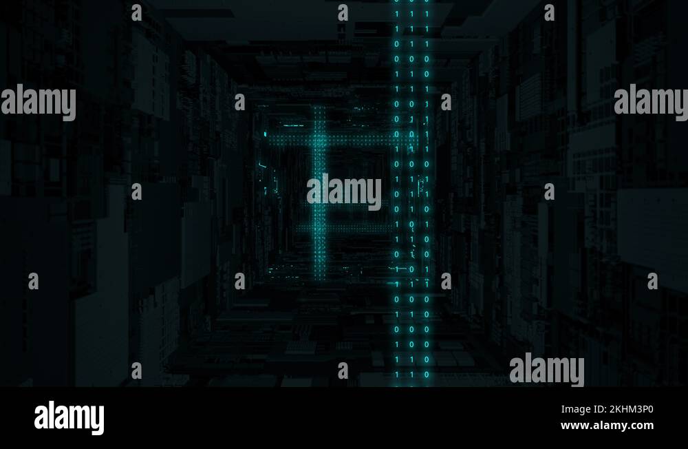 Fly Inside Computer with Data Streams of Binary Zeros and Ones Stock Video Footage - Alamy