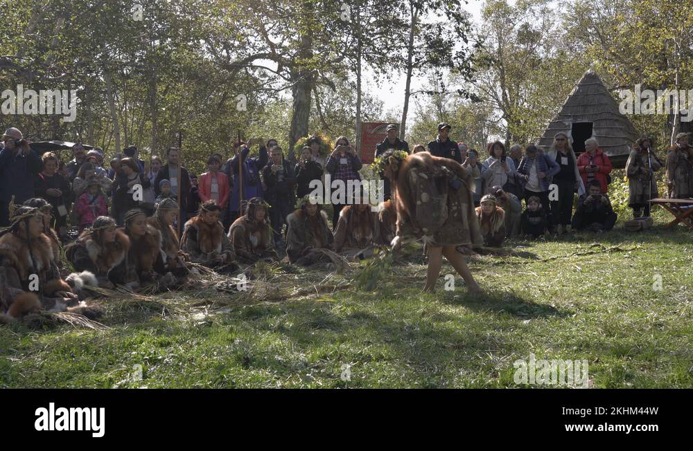 Itelmen female conducts ritual in traditional clothing aboriginal of ...