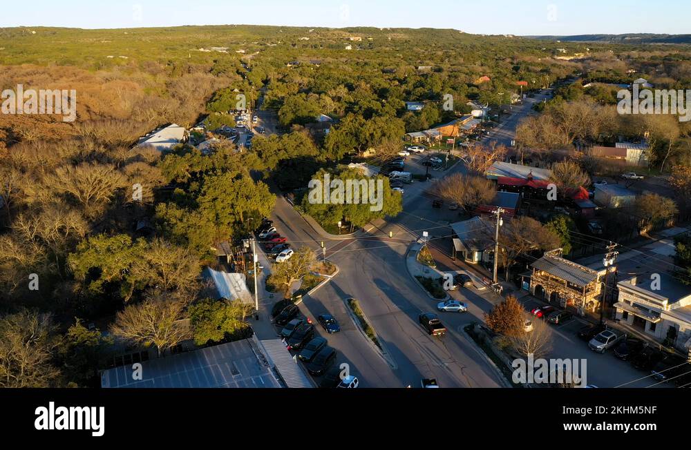 4K Texas Hill Country Small Town Texas Wine Drone View Old Kyle Road ...
