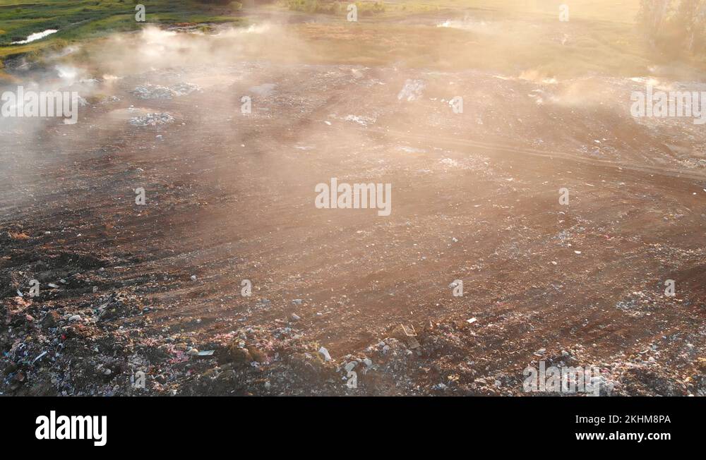 Environmental pollution - plastic waste dumping site aerial view ...