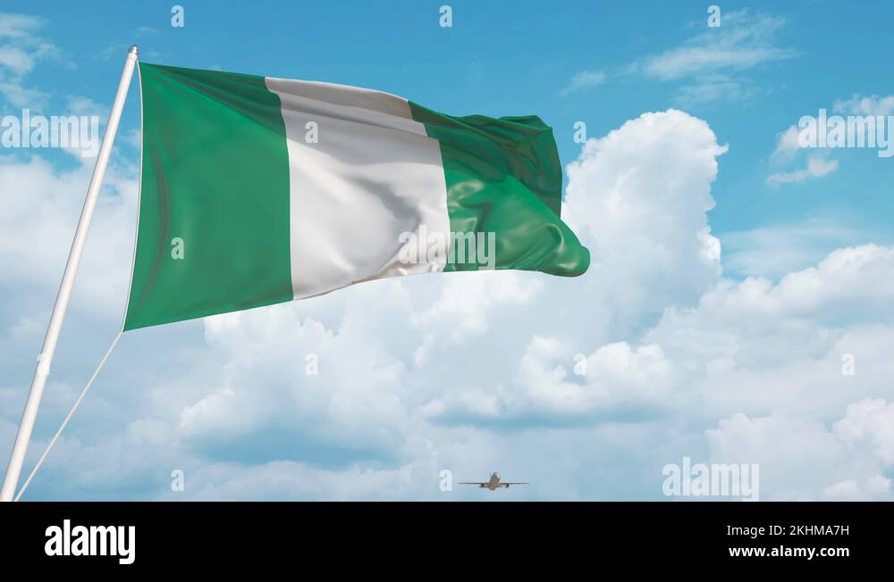 Airliner approaches the Nigerian national flag. Tourism in Nigeria ...
