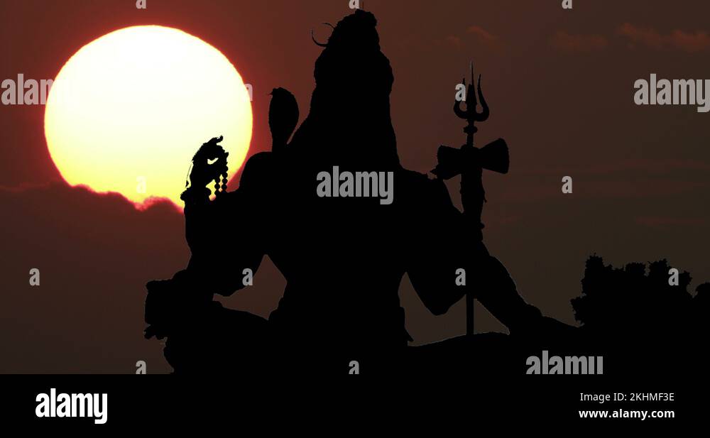 Shiva Mahadeva God of Hinduism Silhouette Sunset Timelapse Stock Video ...