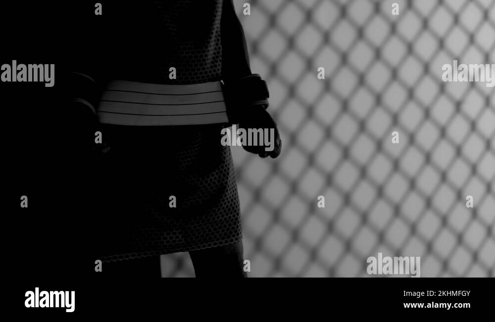 MAN LOCKED UP IN RESTRAINTS. UNRECOGNIZABLE. 4K, 10 BIT BLACK AND WHITE ...