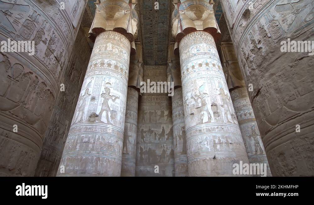 Interior of Dendera temple or Temple of Hathor. Egypt. Dendera ...