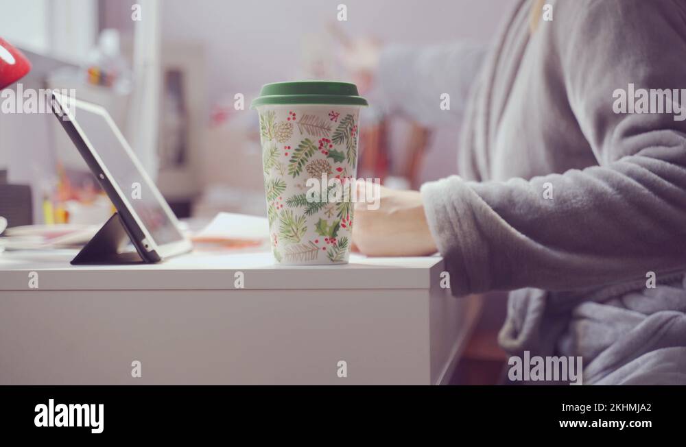 Woman drinking tea computer desk Stock Videos & Footage - HD and 4K ...