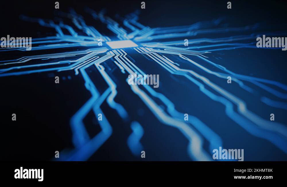 Digitalization Concept: Computer Screen Activates and Shows Futuristic ...